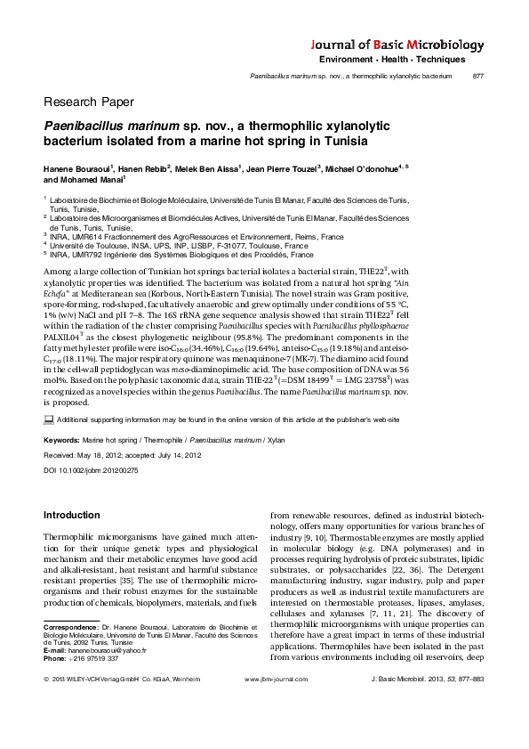(PDF) Paenibacillus marinumsp. nov., a thermophilic xylanolytic ...
