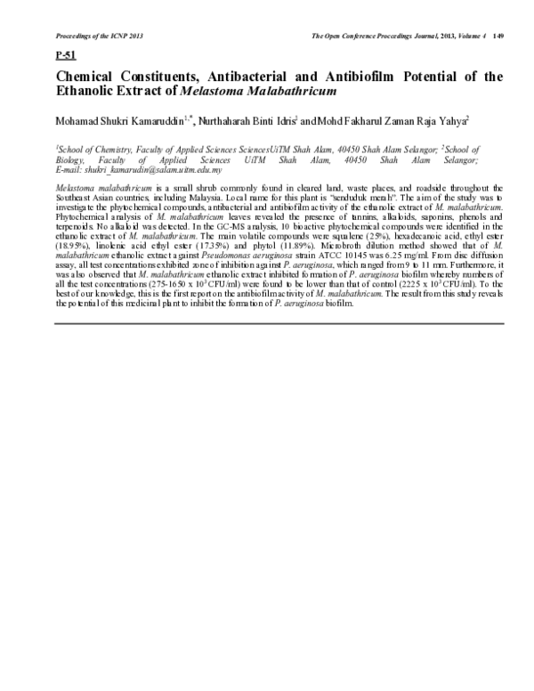 Pdf Chemical Constituents Antibacterial And Antibiofilm Potential Of