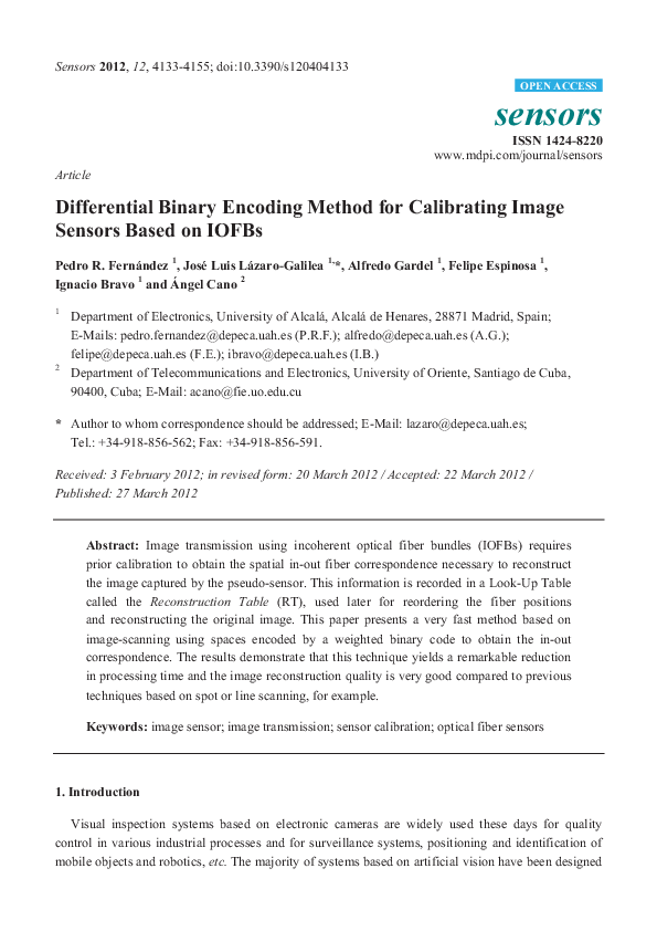 Pdf Differential Binary Encoding Method For Calibrating Image Sensors 3878
