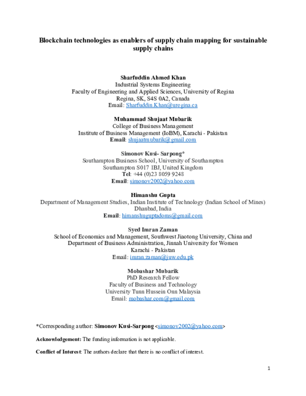 (DOC) Blockchain technologies as enablers of supply chain mapping for sustainable supply chains