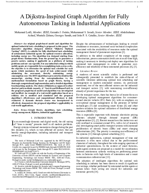 Pdf A Dijkstra Inspired Graph Algorithm For Fully Autonomous Tasking