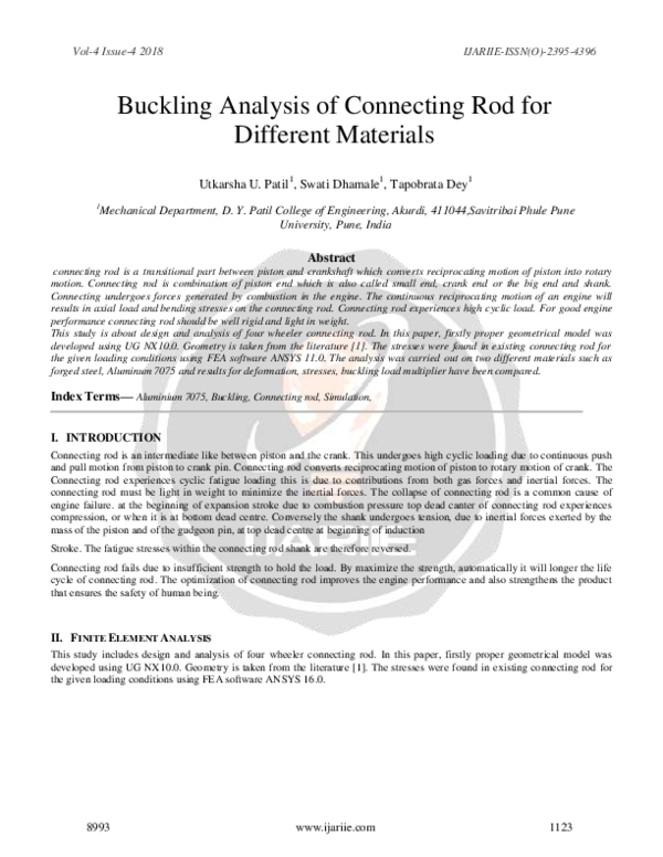 (PDF) Buckling Analysis of Connecting rod for Different Materials