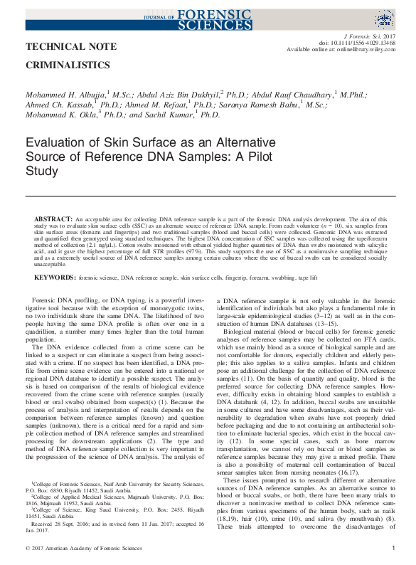 (PDF) Evaluation of Skin Surface as an Alternative Source of Reference ...