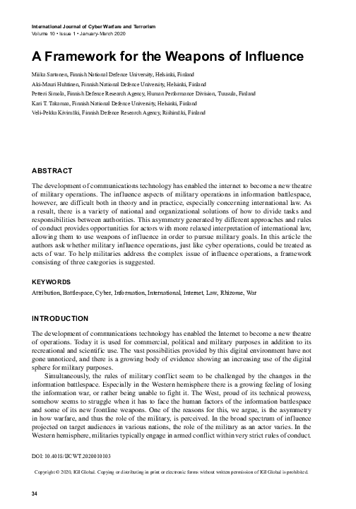 (PDF) A Framework for the Weapons of Influence