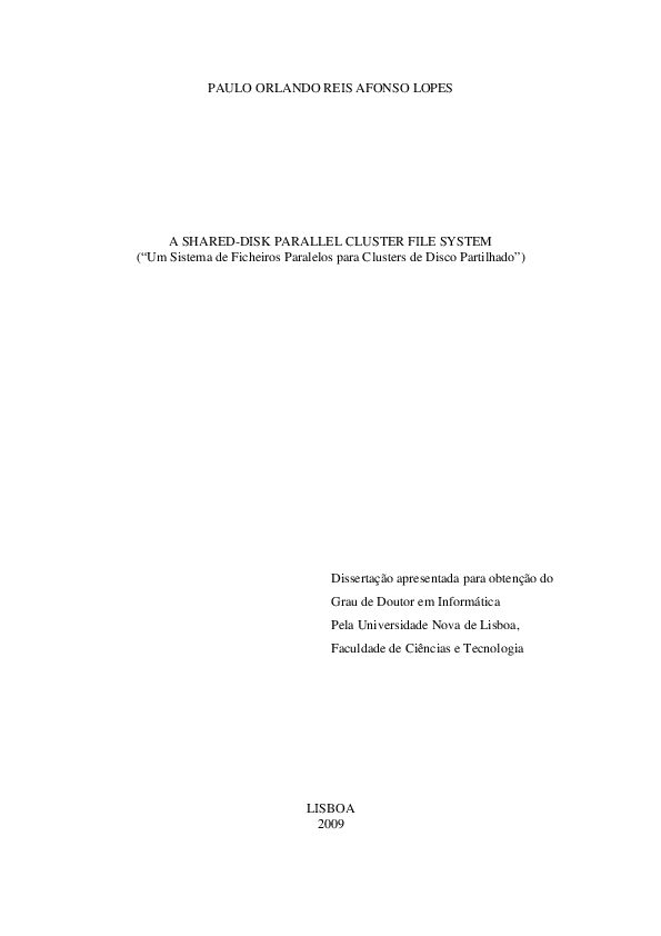 (PDF) A shared-disk parallel cluster file system