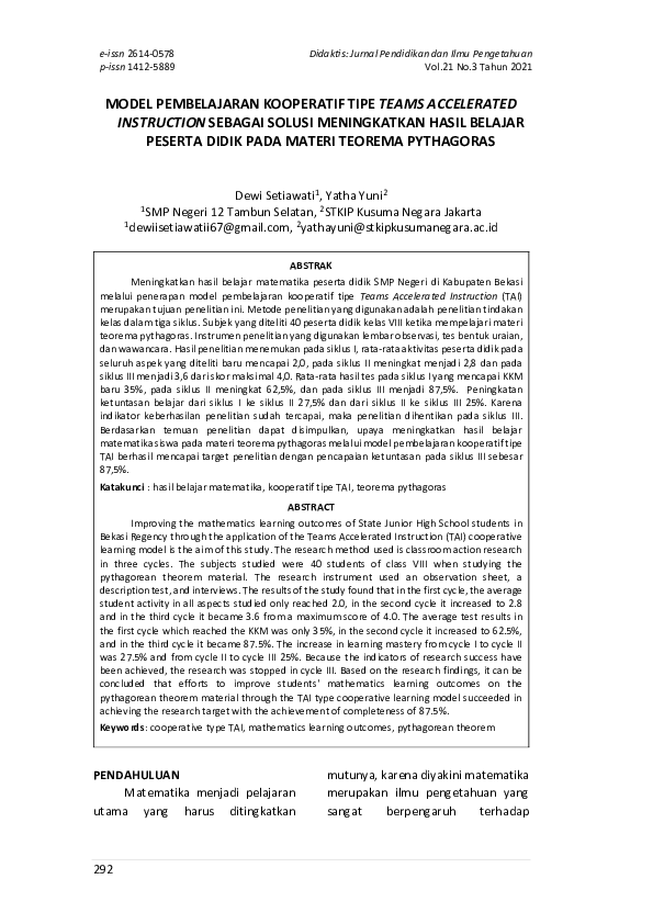 (PDF) Model Pembelajaran Kooperatif Tipe Teams Accelerated Instruction ...