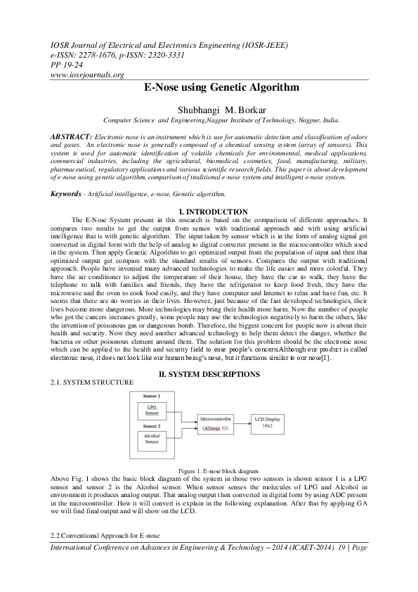 (PDF) E-Nose using Genetic Algorithm