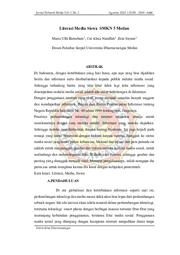 (PDF) Literasi Media Siswa SMKN 5 Medan