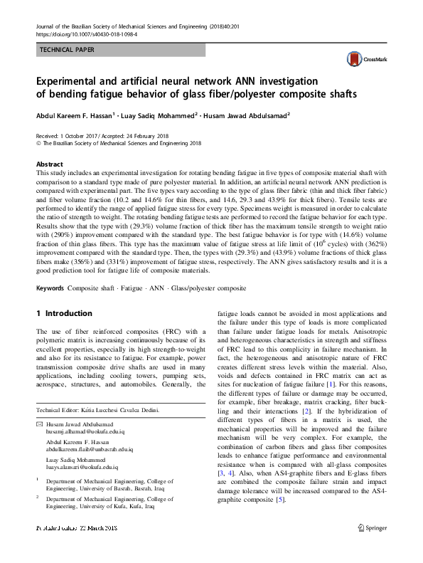 (PDF) Experimental and artificial neural network (ANN) study of ...