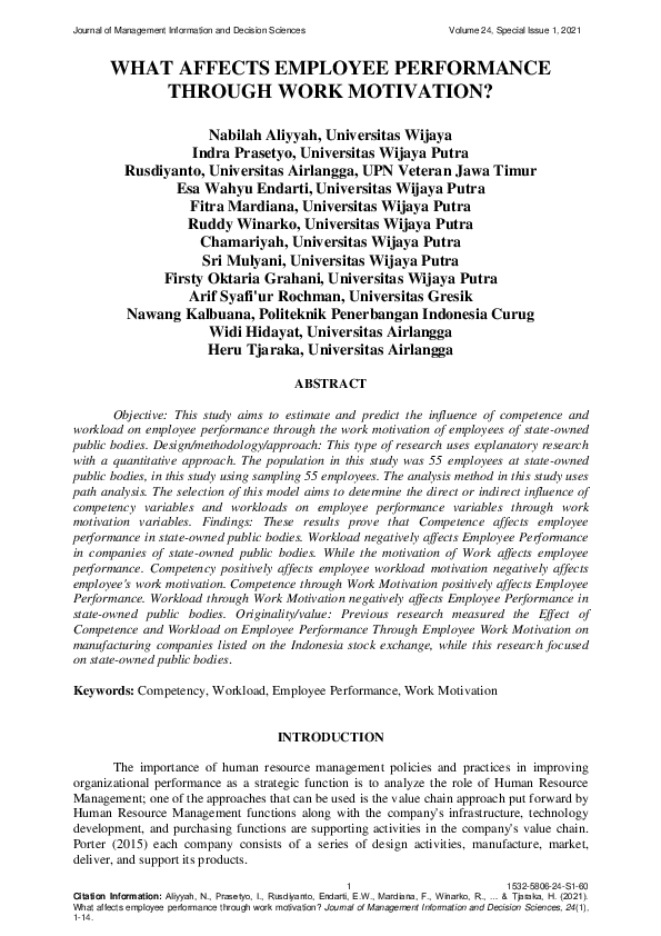 (PDF) What Affects Employee Performance Through Work Motivation?