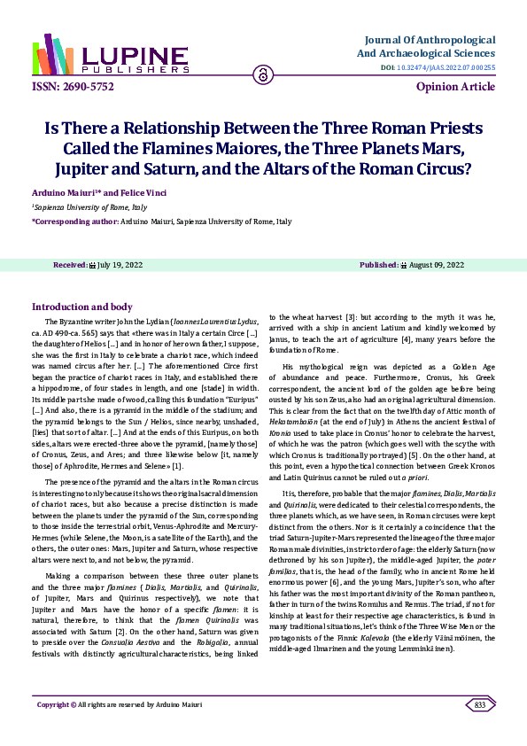 (PDF) A. Maiuri, F. Vinci, Is There a Relationship Between the Three ...