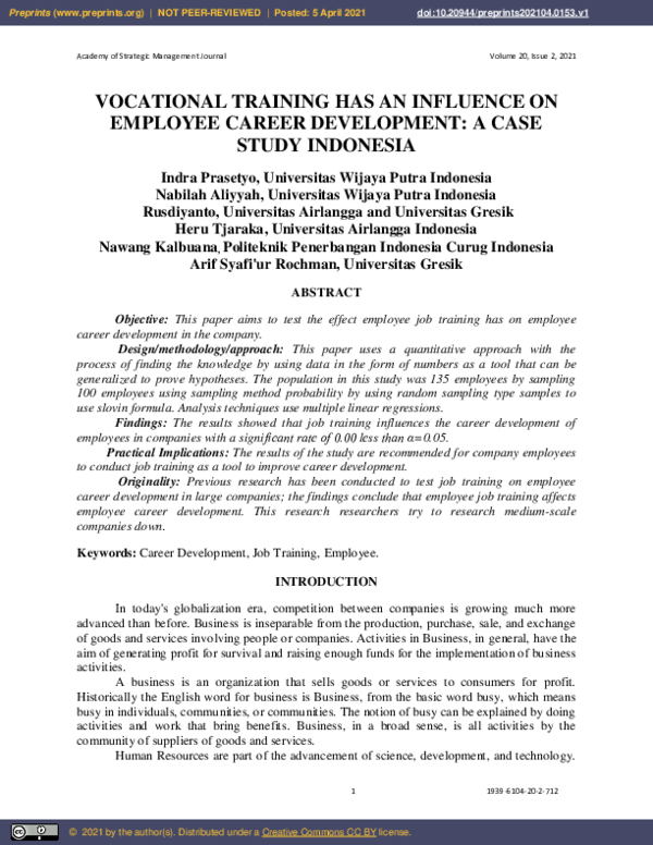 (PDF) Vocational training has an influence on employee career ...