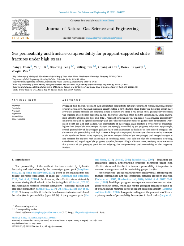 (PDF) Gas permeability and fracture compressibility for proppant ...