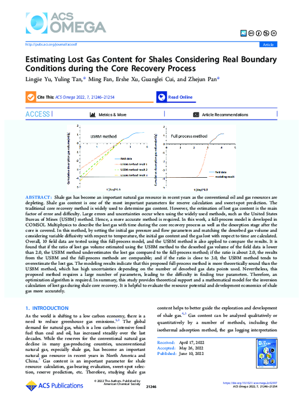 (PDF) Estimating Lost Gas Content for Shales Considering Real Boundary ...