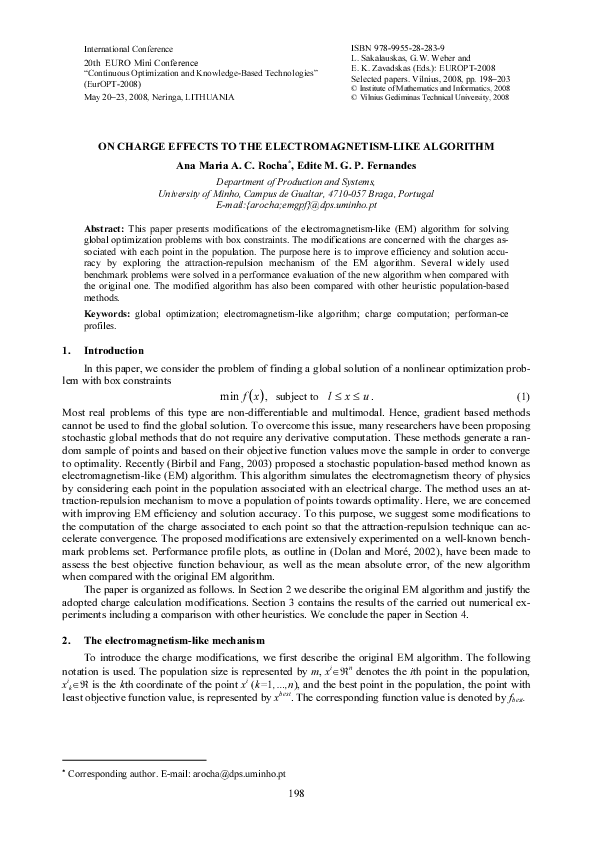 Pdf On Charge Effects To The Electromagnetism Like Algorithm 