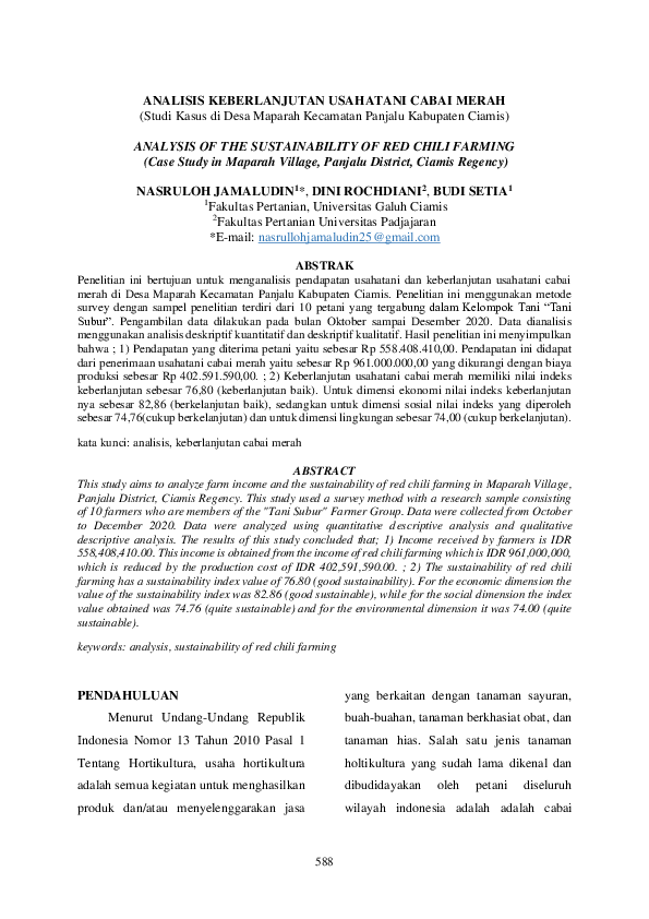 (PDF) Analisis Keberlanjutan Usahatani Cabai Merah