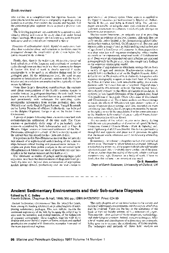 (PDF) Ancient sedimentary environments and their sub-surface diagnosis