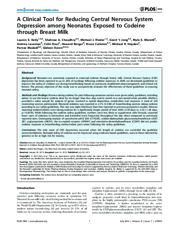 (PDF) A Clinical Tool for Reducing Central Nervous System Depression ...