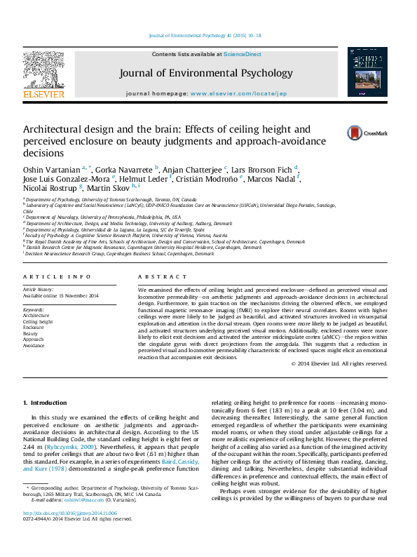 (PDF) Architectural design and the brain: Effects of ceiling height and ...