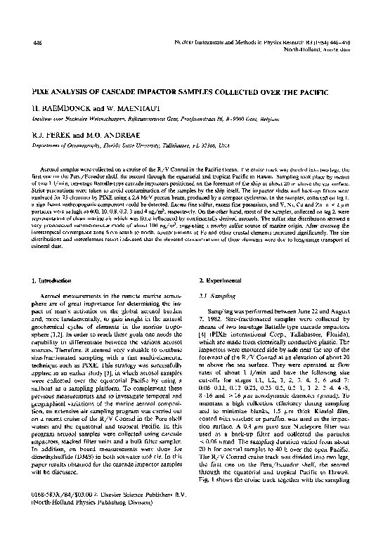 (PDF) PIXE analysis of cascade impactor samples collected over the Pacific