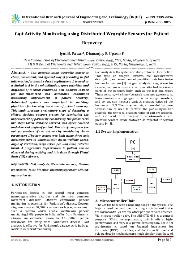 (PDF) Gait Activity Monitoring using Distributed Wearable Sensors for ... (PDF) Gait Activity Monitoring using Distributed Wearable Sensors for ...
