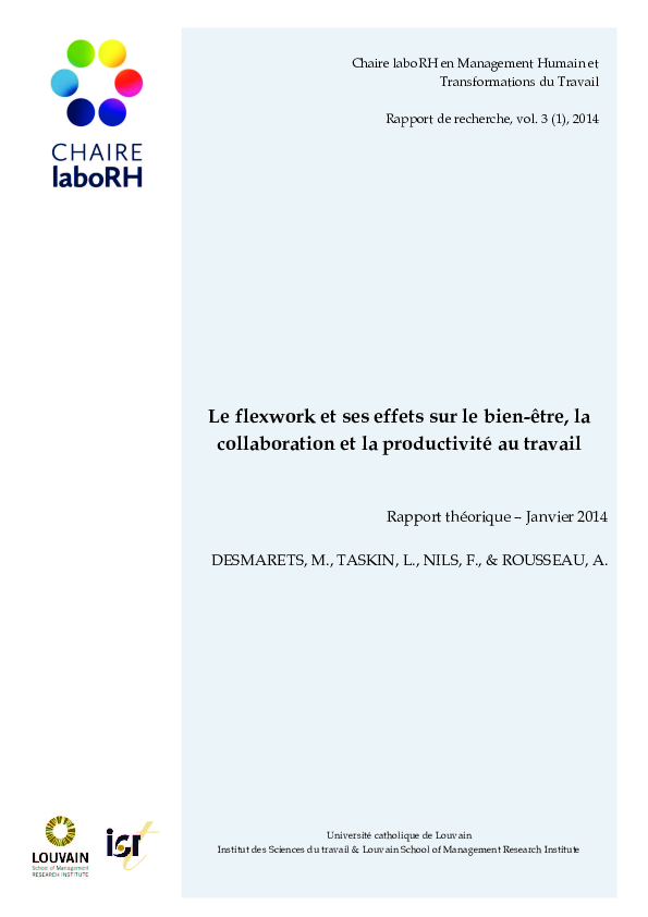 (PDF) Le flexwork et ses effets sur le bien-être, la collaboration et la productivité au travail