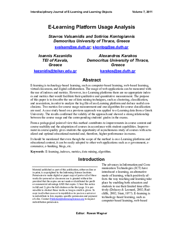 (PDF) E-Learning Platform Usage Analysis