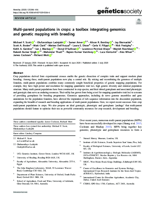 (PDF) Multi-parent populations in crops: a toolbox integrating genomics ...