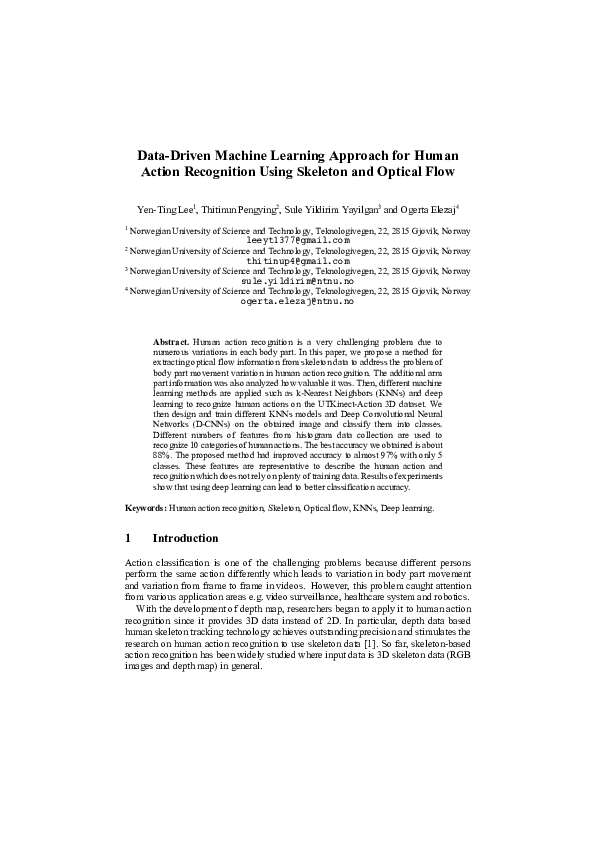 Data-Driven Machine Learning Approach for Human Action Recognition Using Skeleton and Optical Flow