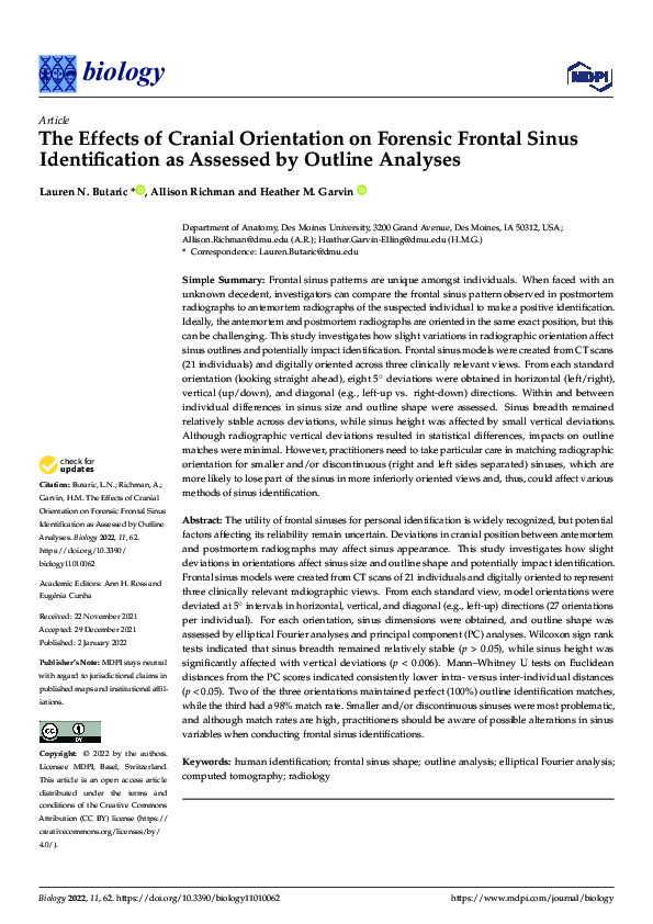 (PDF) The Effects of Cranial Orientation on Forensic Frontal Sinus ...