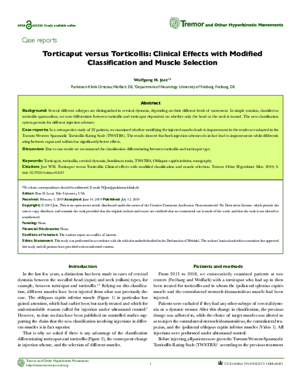 (PDF) Torticaput versus Torticollis: Clinical Effects with Modified ...
