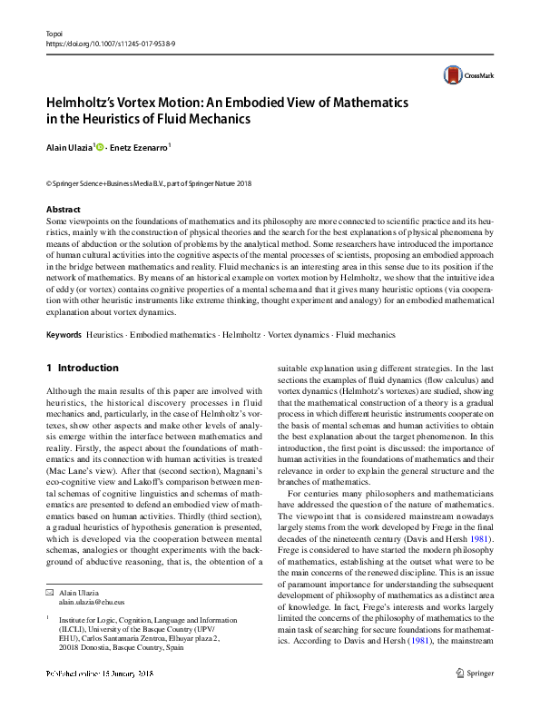 (PDF) Helmholtz’s Vortex Motion: An Embodied View of Mathematics in the ...