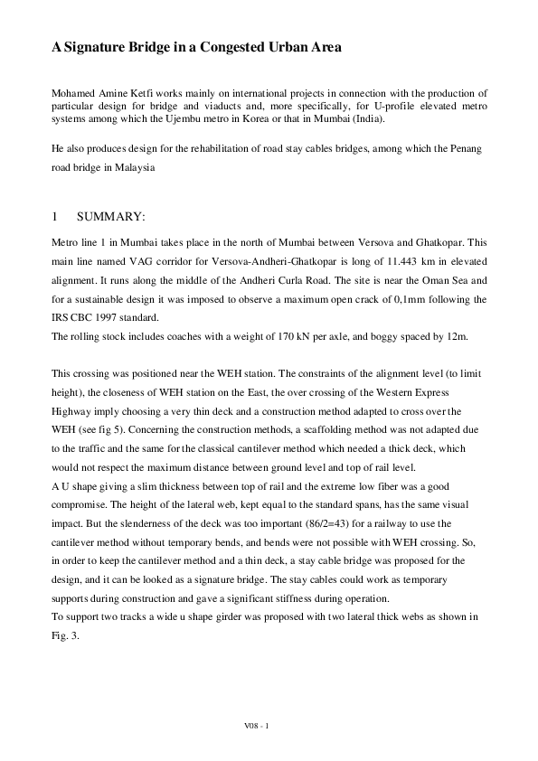 (PDF) A Signature Bridge in a Congested Urban Area