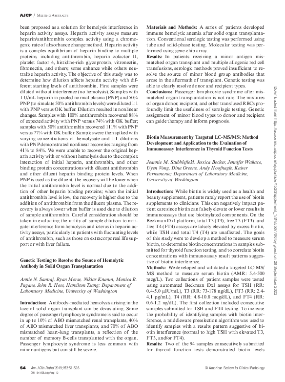 (PDF) Biotin Measurement by Targeted LC-MS/MS: Method Development and ...