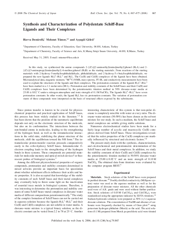 (PDF) Synthesis and Characterization of Polydentate Schiff-Base Ligands and Their Complexes