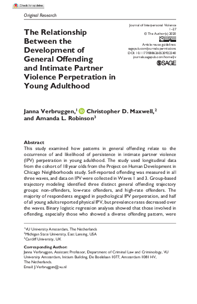 (PDF) The Relationship Between the Development of General Offending and ...