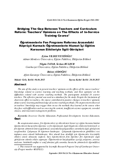 (PDF) Bridging the Gap between Teachers and Curriculum Reform: Teachers’ Opinions on the Effects ...
