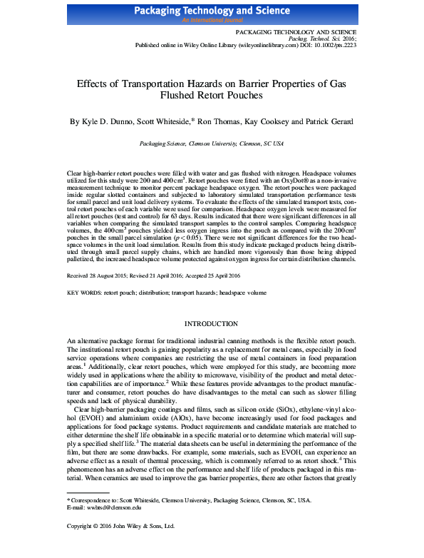 (PDF) Effects of Transportation Hazards on Barrier Properties of Gas ...
