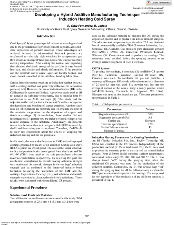 (PDF) Hybrid Additive Manufacturing Technology—Induction Heating Cold Spray