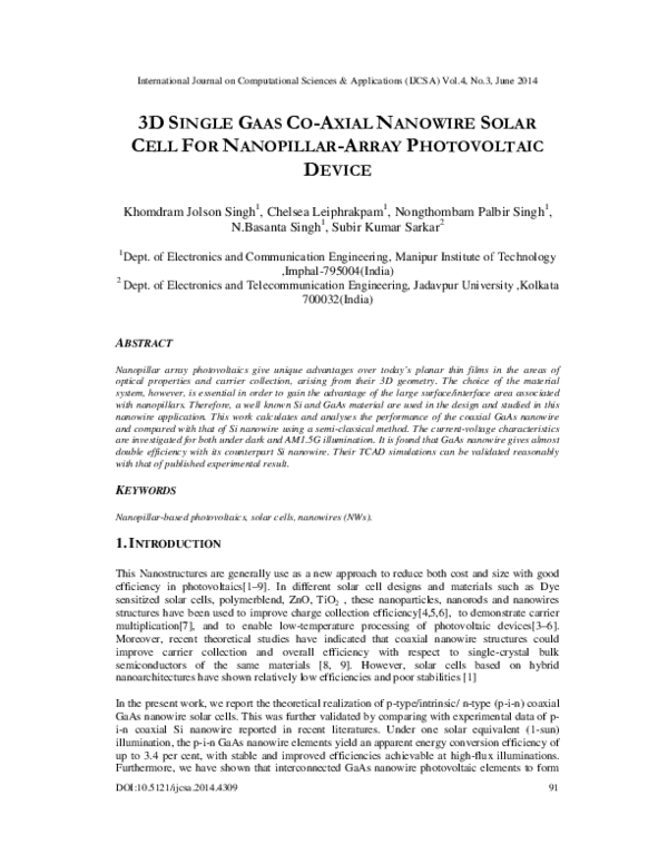 (PDF) 3D Single Gaas Co-Axial Nanowire Solar Cell for Nanopillar-Array Photovoltaic Device ...