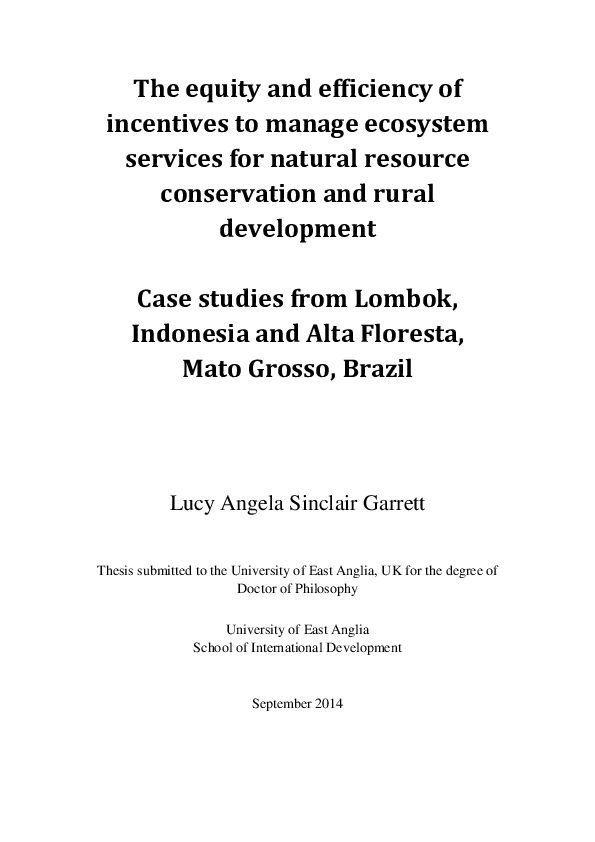 (PDF) The equity and efficiency of incentives to manage ecosystem ...