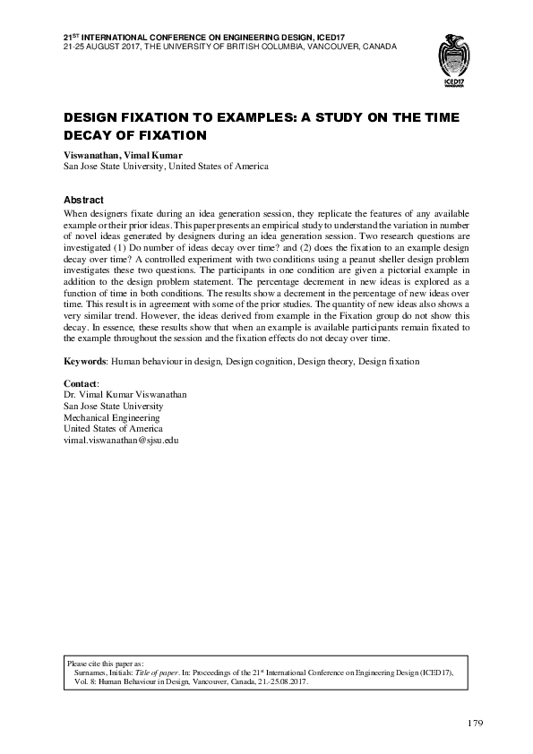 (PDF) Design fixation to examples: A study on the time decay of fixation