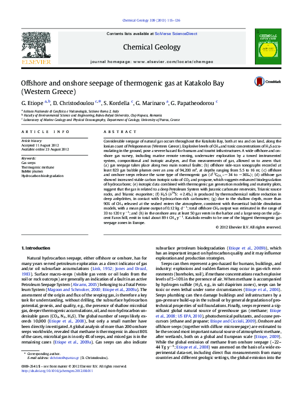 (PDF) Offshore and onshore seepage of thermogenic gas at Katakolo Bay ...