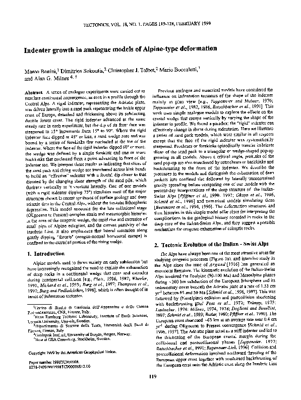 (PDF) Indenter growth in analogue models of Alpine-type deformation