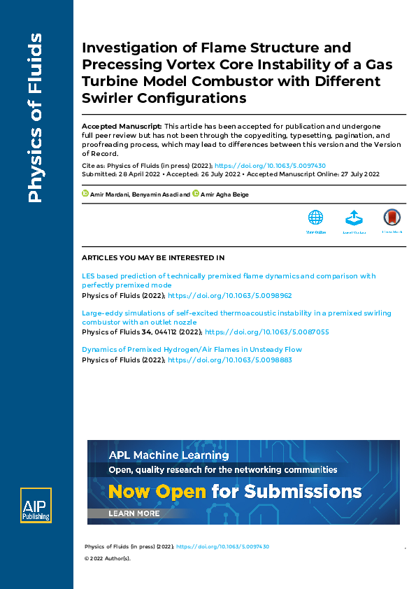 (PDF) Investigation of flame structure and precessing vortex core instability of a gas turbine ...