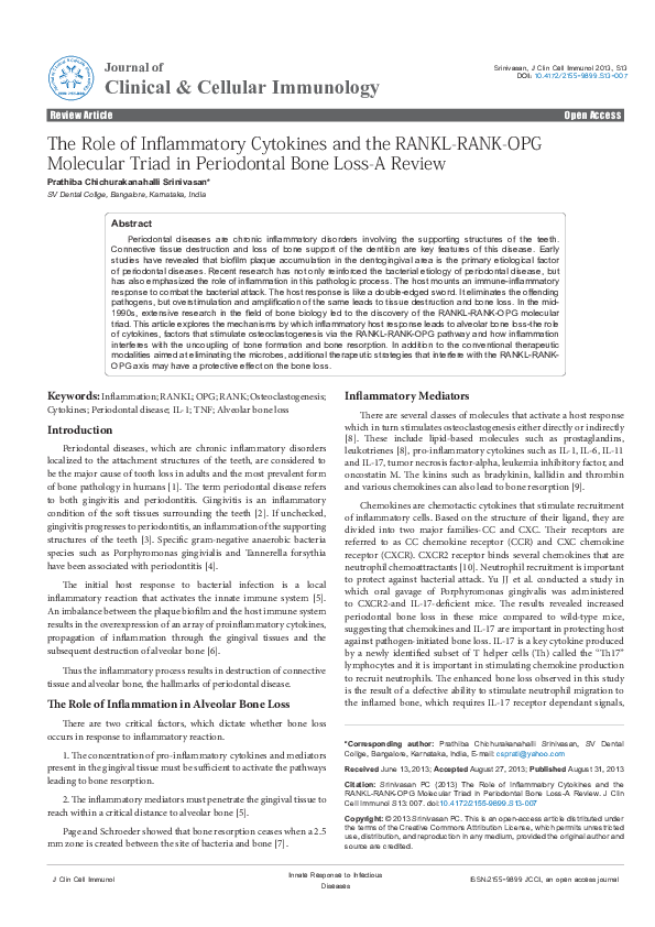 (PDF) The Role of Inflammatory Cytokines and the RANKL-RANK-OPG ...