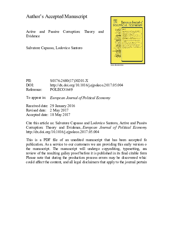 (PDF) Active and passive corruption: Theory and evidence