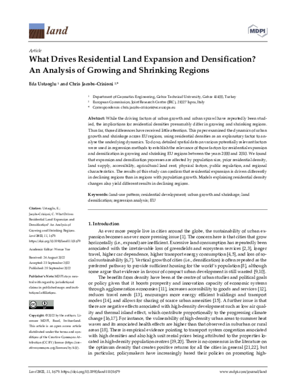 (PDF) What Drives Residential Land Expansion and Densification? An ...