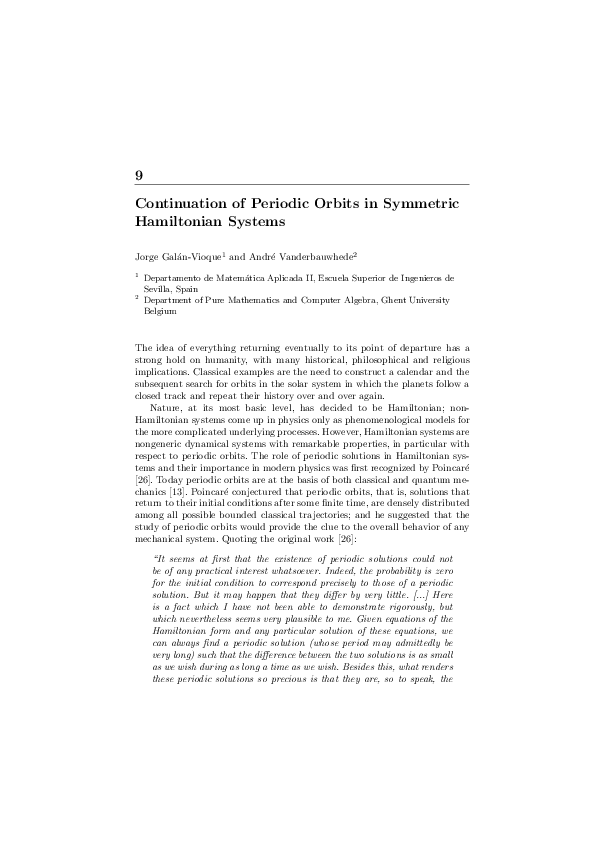 (PDF) Continuation of Periodic Orbits in Symmetric Hamiltonian Systems