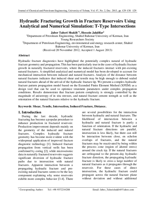 (PDF) Hydraulic Fracturing Growth in Fracture Reservoirs Using Analytical and Numerical ...